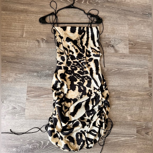 Fashion Nova | Dresses | Adjustable Length String Mini Ruched Dress ...